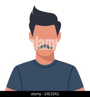 Abstract faceless young man with mustache in shirt and tie. Office ...