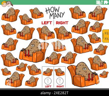 Counting pictures of comic couch potato coloring page Stock Photo - Alamy