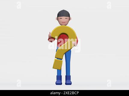 3d render of dummy holding a question mark Stock Photo - Alamy