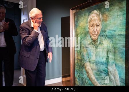 Sir David Attenborough during the unveiling of a portrait of the ...
