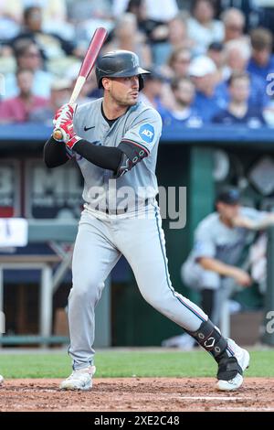 Miami Marlins catcher Nick Fortes (4) in action during a baseball game ...