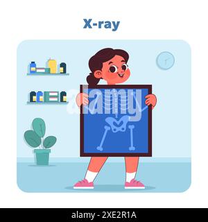 Pediatric radiology with smile. Cheerful child proudly displays her ...