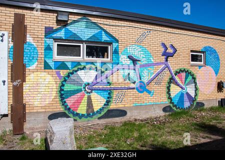 La Bikery bicycle and balloons mural in downtown Moncton, New Brunswick ...