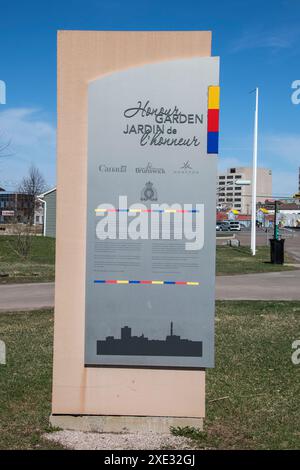Honour Garden sign at Riverfront Park in downtown Moncton, New ...