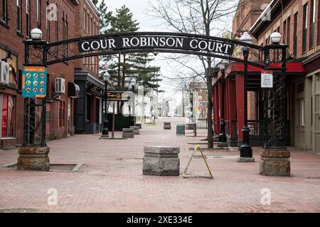 Robinson Court sign in downtown Moncton, New Brunswick, Canada Stock ...