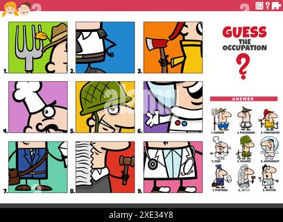 Guess the occupation cartoon educational activity Stock Photo - Alamy