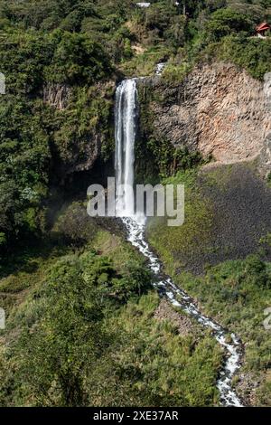 A vertical shot of an aerial view of the Agua Azul waterfalls in ...