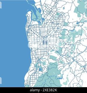Map of Adelaide in Australia in blue. Contains layered vector with ...