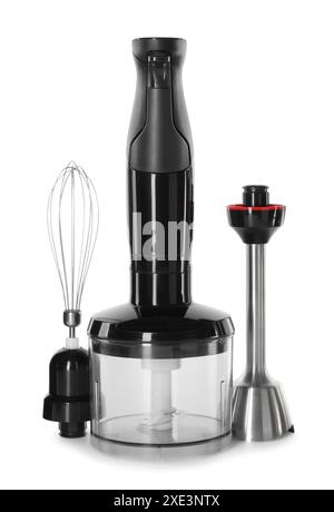 Modern hand blender kit isolated on white Stock Photo - Alamy