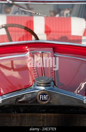 Front view red collectible Fiat classic antique vintage car logo Stock ...