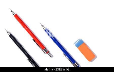 Set of colorful pencils on white background, closeup Stock Photo - Alamy