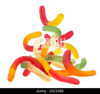Gummy worm candies isolated on white background Stock Photo - Alamy