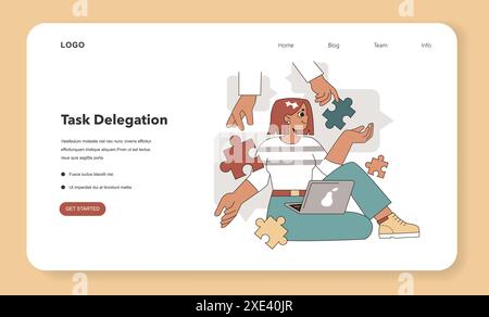 Task Delegation concept. A focused professional multitasks with ease ...