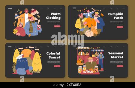 Welcome Fall set illustrates cozy autumn vibes with seasonal activities ...