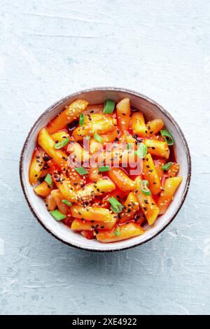 Tteokbokki or topokki, Korean street food, spicy rice cakes Stock Photo ...