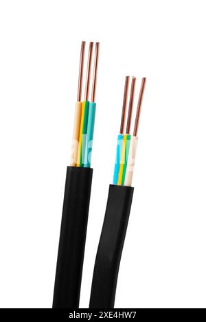 Various Electrical Wires With Exposed Copper Strands on White ...