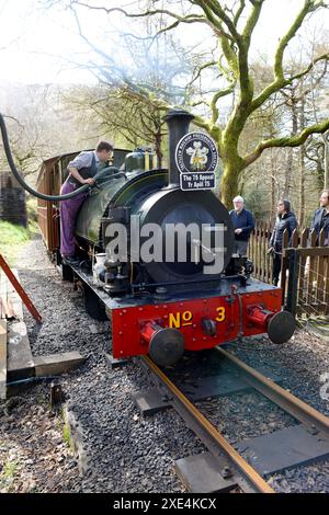 Talyllyn Railway locomotive No 1 "Talyllyn" on the level crossing at ...