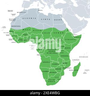 The Sahel a region in Africa, political map. Ecoclimatic, biogeographic ...