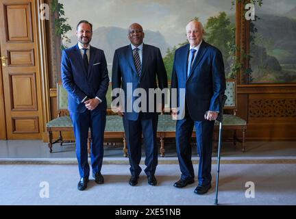 Oslo 20240625. King Harald (right) receives King Letsie III of Lesotho ...