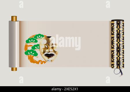 Old man and picture scroll Stock Photo - Alamy
