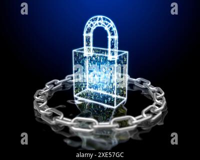 Lock filled with numbers and surrounding chains Stock Photo - Alamy