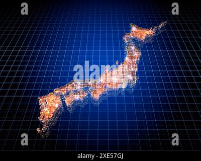 Map of Japan shaped by circuits Stock Photo - Alamy