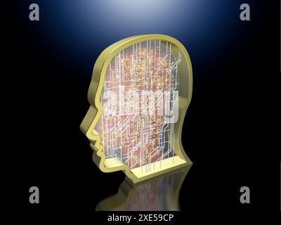 Face-shaped electronic circuits Stock Photo - Alamy