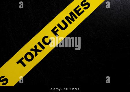 Toxic gas or fumes caution danger and warning concept. Yellow barricade ...