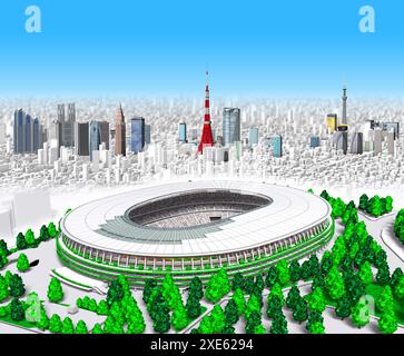 New National Stadium roof 2 Stock Photo - Alamy
