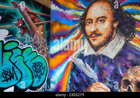 Street art with Shakespeare and chopsticks, marred by graffiti in Clink ...