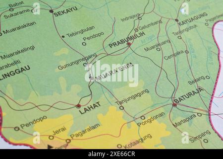 Map of Muara Enim, is the capital of Muara Enim Regency, in South ...