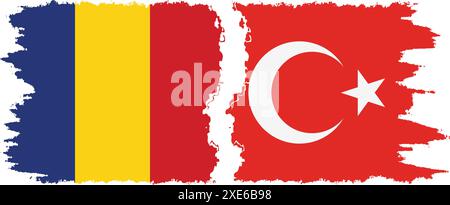 Romania and Turkey grunge flags connection, vector Stock Vector Image ...