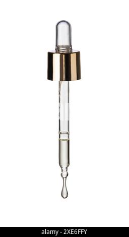 Serum glass transparent bottle with pipette on stone surface. Natural ...