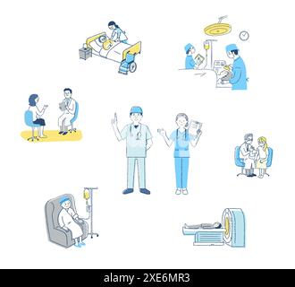 Healthcare professionals and patients Various scenes Set Stock Photo ...