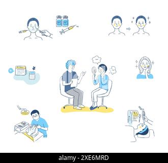 Cosmetic dermatology and cosmetic surgery Various scenes Set Stock ...