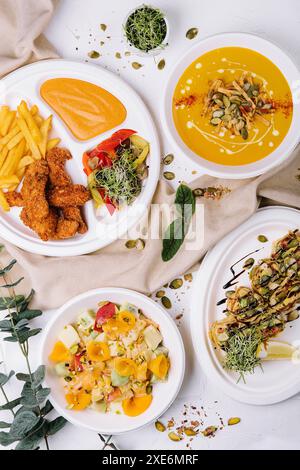 Delicious pumpkin soup with different vegetables. Studio Photo Stock ...