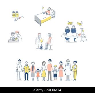 Health professionals and people different scenes sets Stock Photo - Alamy