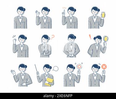 Female operator's facial expression Valuation set Stock Photo - Alamy