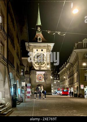 View of the east front of the iconic Zytglogge (Time Bell), located at ...