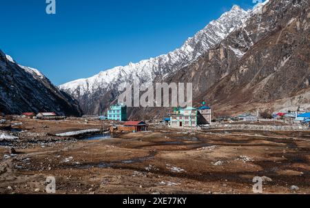 Houses and Lodges of Lang Tang village, Himalayas, Nepal, Asia Stock ...