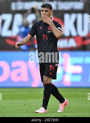 HAMBURG, GERMANY - JUNE 19: Qazim Laci of Albania celebrate after ...