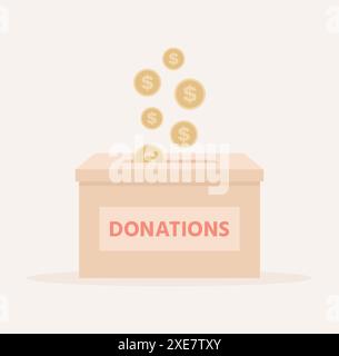 Donation box with money Stock Vector Image & Art - Alamy
