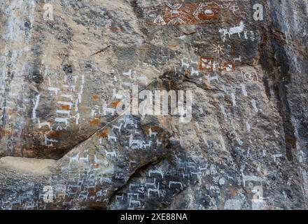 Historic Inca murals in Peru Stock Photo - Alamy