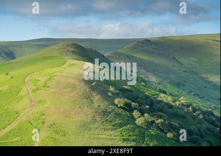 Y Grib, the Dragon's Back at the head of the Rhiangoll Valley, Black ...