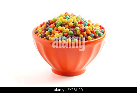 Rainbow Colored Small Ball Fruit Flavored Breakfast Cereal Isolated on ...
