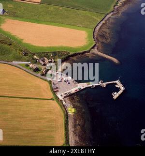 Aerial view of Tingwall Ferry jetty, Orkney Mainland, Scotland, UK ...