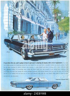 Pontiac Grand Prix (1963) - Vintage American magazine car advert Stock ...