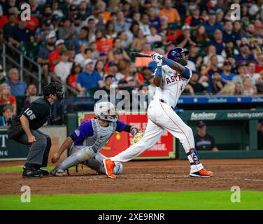 Houston Astros' Yordan Alvarez hits a double off Milwaukee Brewers ...
