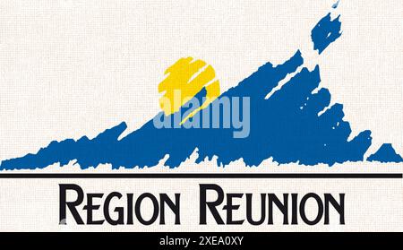 Flag of Reunion. Department of Reunion flag. Island country. Reunion ...