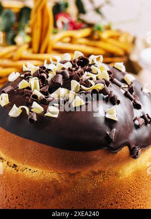 round fragrant Easter bun with colored sprinkles Stock Photo - Alamy